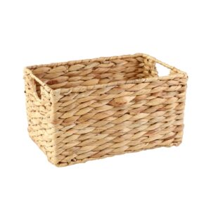 yrmt water hyacinth basket wicker storage baskets for organizing small woven shelf organizer with handles decorative pantry shelf basket 11.8" x 7.9" x 6.3"