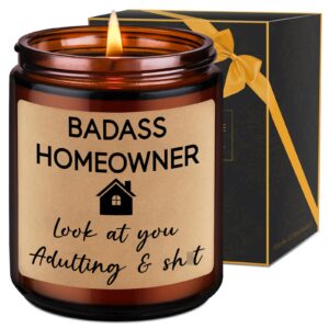 leado badass homeowner candle - housewarming gifts for new house, housewarming gifts, house warming gifts, new home gifts for home, first home - funny housewarming gifts for women, men, friends