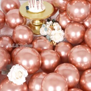 AULE Metallic Rose Gold Balloons 5 inch 50 Pcs Rose Gold Latex Balloons Chrome Helium Shiny Thicken Balloon Perfect Party Decoration for Wedding Birthday Baby Shower Graduation Christmas Carnival