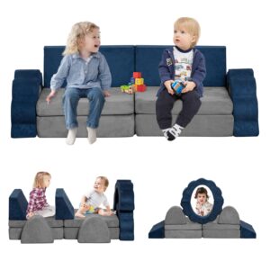 weekan kids play couch set of 10 modular toddler couch, multifunctional play kids sofa great for bedrooms and living room, imaginative kids couch for girls and boys.