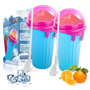 slushy cup, 2pcs 500ml magic slushy maker cup tik tok quick frozen magic cup double layers slushie cup portable quick frozen smoothies squeeze cooling cup