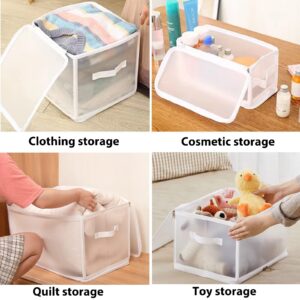 (3 Pcs) FAOMSEBS Collapsible Storage Bins with Lids Zipper [Healthy & Odorless Plastic] [with Sturdy Handles] Light Foldable Cube Moisture-Proof Box Organizer for Clothes Coats Bedroom Translucent 27L