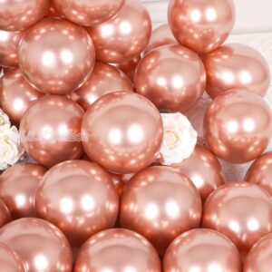 AULE Metallic Rose Gold Balloons 5 inch 50 Pcs Rose Gold Latex Balloons Chrome Helium Shiny Thicken Balloon Perfect Party Decoration for Wedding Birthday Baby Shower Graduation Christmas Carnival