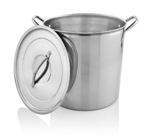 marbella 20 quart stainless steel stockpot with lid food grade heavy duty multipurpose stock pot for stew, simmering, soup pot, gas and dishwasher safe rust free cookware silver