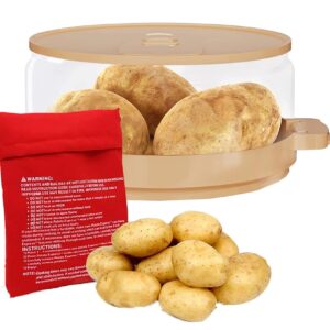 velire baked potato microwave cooker with perfect microwave potato bag - seen-on-tv cooks in minutes tender & fluffy spuds - dishwasher-safe potato microwave cooker (8 inch) (clear)