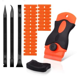 plastic razor blade scraper 20pcs plastic razor blades,3 kinds of two-way scratch free plastic scrapers,plastic scraper for sticker scraper remover tool,car wrapping,removing window glass,label,glue