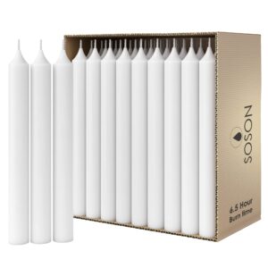 simply soson 7 inch white taper candles, set of 45 candle sticks bulk, dinner candlesticks bulk, no drip candlesticks, household candles, unscented bulk candlesticks, for wedding, spa, restaurant