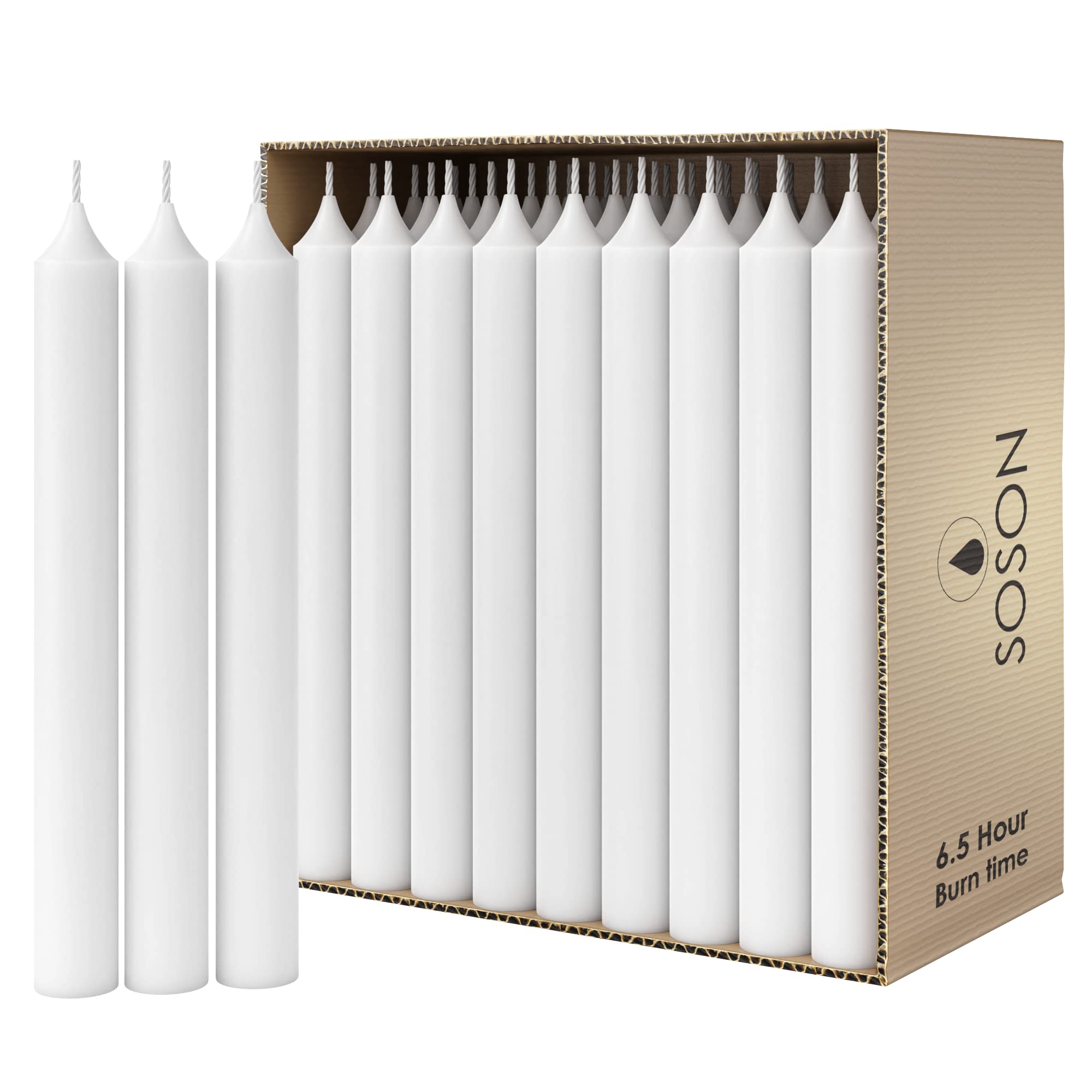 Simply Soson 7 inch White Taper Candles, Set of 45 Candle Sticks Bulk, Dinner Candlesticks Bulk, No Drip Candlesticks, Household Candles, Unscented Bulk Candlesticks, for Wedding, Spa, Restaurant