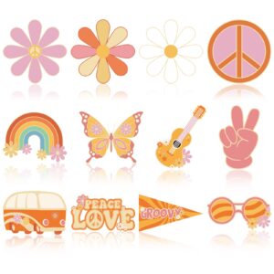 colarr 60 pieces groovy retro hippie boho party cutouts decoration retro rainbow butterfly daisy flower cutouts retro bus cutouts for groovy retro hippie 60s 70s party decorations