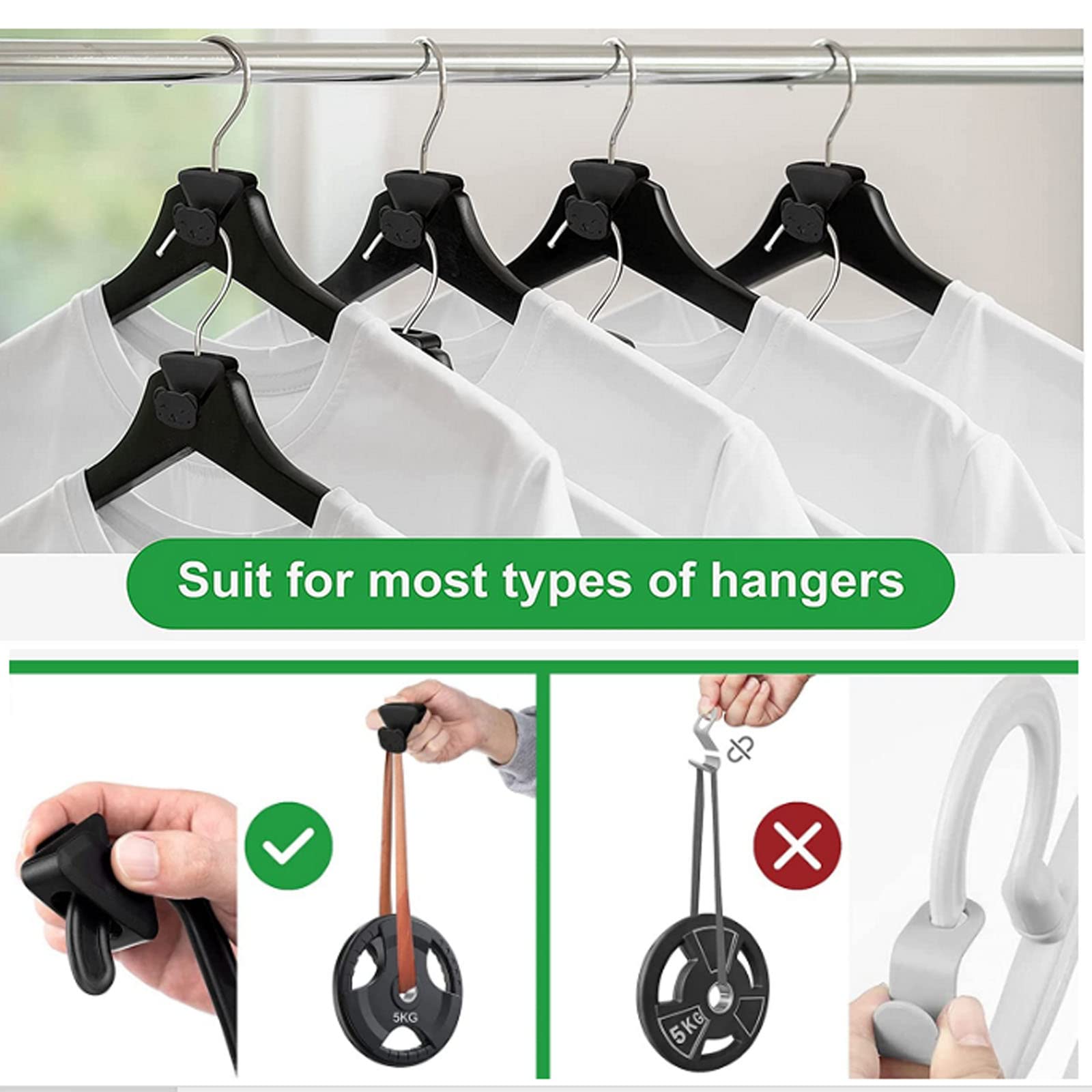 SUHERCBD 40 Pc Value Pack Space Saving Hanger Hooks, AS SEEN ON TV,Ultra Premium Hanger Hooks Triple Closet Space,Cascade Hangers to Create Up to 5X More Closet Space (Black Cat 2 in)