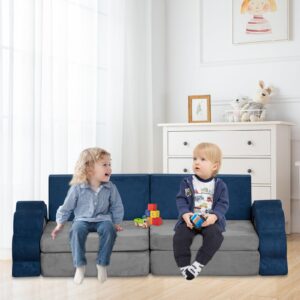 WEEKAN Kids Play Couch Set of 10 Modular toddler couch, Multifunctional Play Kids Sofa Great for Bedrooms and living room, Imaginative Kids Couch for Girls and Boys.