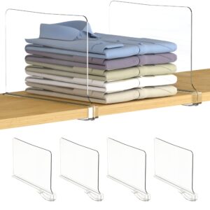 utopia home 8 pack acrylic shelf dividers for closet organizers and storage - closet shelf organizer for clothes storage and organization - clear closet dividers for clothes, purse, handbags