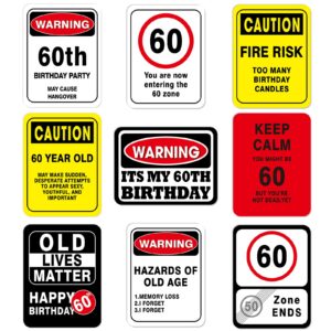 wernnsai 60th birthday decorations - 9 pcs 60 years funny signs 60s decorations, 60th party yard garden banner table centerpieces door wall windows signs picture props for men women, happy bday old decor