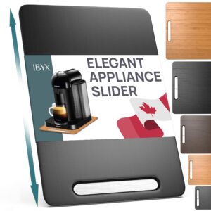 ibyx elegant sliding tray for your coffee maker & heavy kitchen appliances - sturdy, slides easily from under the cabinet (black, medium - long (9.5” x 14”))