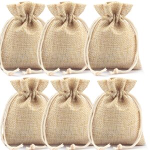 zisuex 50pcs small burlap bags with drawstring,2.7 x 3.5 inch linen bags brown burlap gift bags with drawstring for christmas wedding party and diy craft candy packing