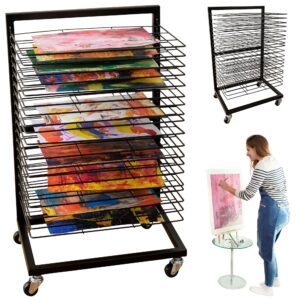 odoxia art drying rack for classroom | functional & mobile paint drying rack | 19 removable shelves | canvas rack art storage | painting drying rack with wheels | stack rack for painting, and more