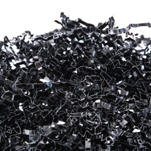 paper fair 1 lb metallic black easter grass crinkle cut paper, raffia tissue paper filler shred strand craft bedding cushion, graduation, halloween for gift basket boxes