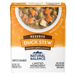 natural balance limited ingredient adult grain-free stew wet dog food, reserve duck with carrots & potatoes, 11 ounce (pack of 12)