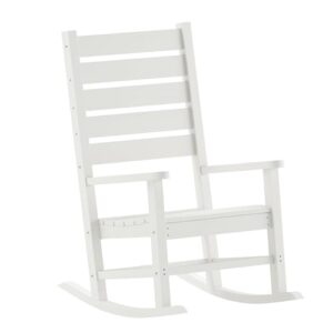 flash furniture manchester commercial grade outdoor rocking chair, all-weather hdpe indoor/outdoor rocker, white