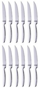 tafaal set of 12 stainless steel steak knives, corrosion resistant, serrated sharp blade, stainless steel handle, kitchen table knife