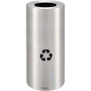 global industrial aluminum round open top recycling can, 20 gallon, satin clear