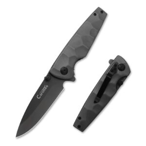 carimee pocket knife 3.3", solid d2 steel blade, heavy thick finecnc machianed handle, fully ti-coated,premium edc gifts