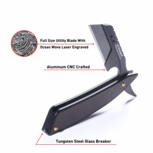 Stinger Vintage Straight Razor Style Utility Knife with Standard Replaceable Razor Blade, Car Emergency Window Breaker, EDC Gear, Box Cutter