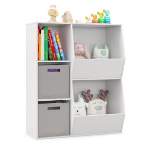 ifanny toy storage organizer with bins, 5 cube kids bookshelf with storage, wood toy storage shelf, kids’ bookcases, cabinets & shelves, book shelf for kids rooms, playroom, nursery