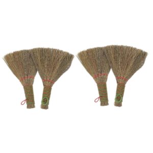 ganazono 4 pcs small broom desk cleaning brush mini straw broom halloween witch broom mini halloween broom whisk broom hand broom table broom the witch doll house miscanthus flower office