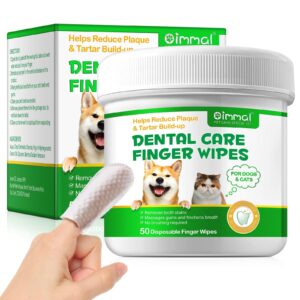 alivo dental teeth cleaning wipes for dogs & cats, remove bad breath by removing no-rinse dog finger toothbrush, disposable gentle cleaning pet dental care wipes, 50pc