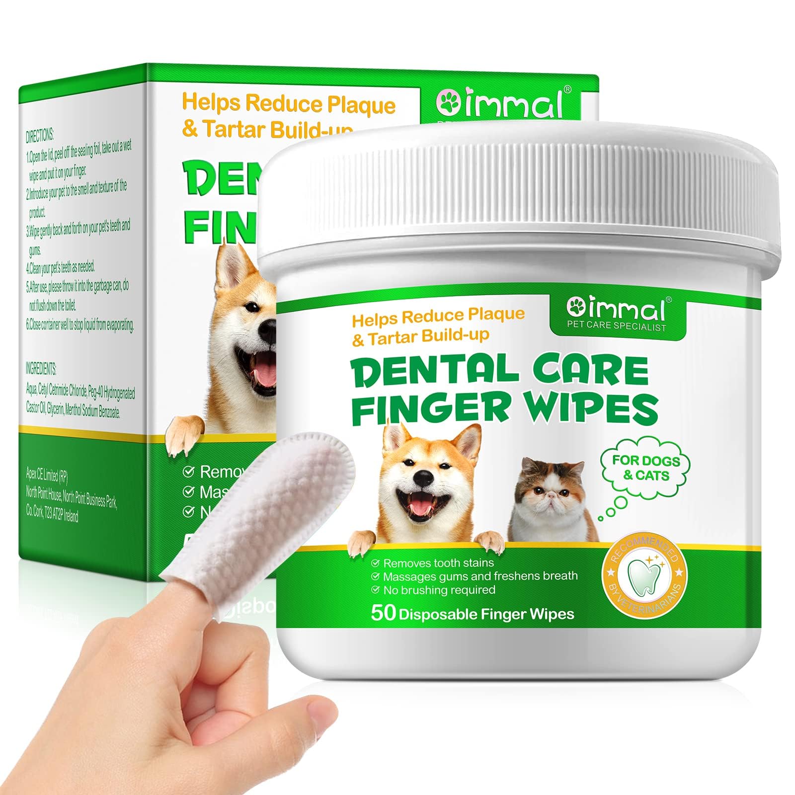 ALIVO Dental Teeth Cleaning Wipes for Dogs & Cats, Remove Bad Breath by Removing No-Rinse Dog Finger Toothbrush, Disposable Gentle Cleaning Pet Dental Care Wipes, 50pc