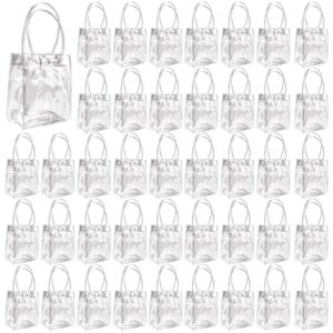 50 pcs plastic gift bags with handle reusable pvc gift wrap tote bags for bachelorette bridesmaid wedding birthday baby shower party favor(5.9x4.9x2.5inches)