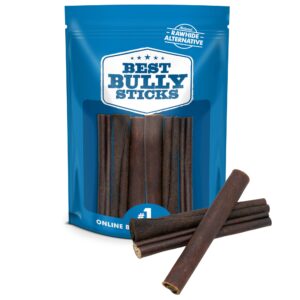 best bully sticks all natural peanut butter flavor beef collagen sticks - 6 inch 6 pack - long lasting limited ingredient dog chew - supports healthy joints, skin & coat