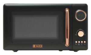 haden dorchester 0.7 cubic foot compact countertop microwave oven, 700 watt small microwave with 5 power levels & express functions, stone blue