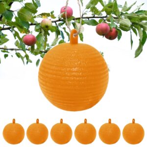 osseph fruit fly traps ball sticky traps ball, 6 pcs gnat traps flying insects traps ball for indoor outdoor house kitchen plants trees flying insects (6pcs, yellow)