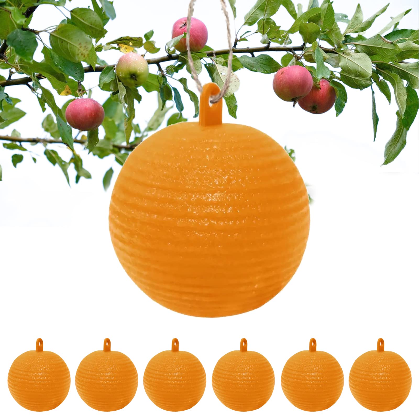 osseph Fruit Fly Traps Ball Sticky Traps Ball, 6 PCS Gnat Traps Flying Insects Traps Ball for Indoor Outdoor House Kitchen Plants Trees Flying Insects (6PCS, Yellow)