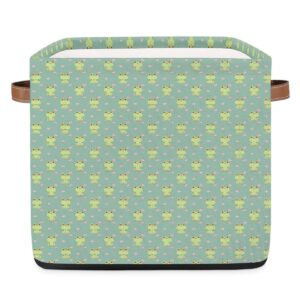 cute frogs storage basket for organizing shelves closets collapsible storage bin for clothes toys towels cube organizer with handles