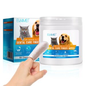 dog teeth cleaning wipes - pet dental finger wipes for dogs, pet oral cleansing teeth wipes for dogs & cats tooth and gums, reduces plaque, freshens breath and pets oral & dental care wipes - 50 pc