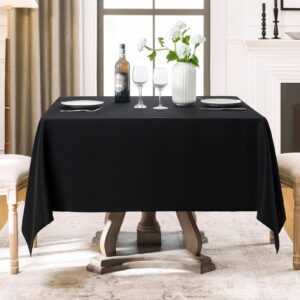 aocoz square tablecloth 52 x 52 inch black tablecloths stain-wrinkle resistant washable polyester table cloths for holiday, buffet parties,and wedding