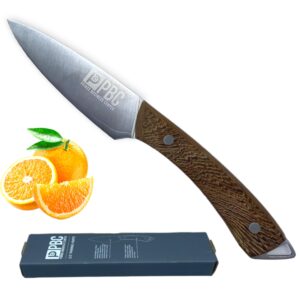 pbc pairing knife with wood handle for your kitchen - 3.5-inch sharp paring knife precision tool for your cutting needs -perfect for peeling, slicing, and dicing - small knives for kitchen