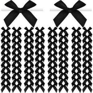 halloween twist tie bows, 100 pcs satin twist tie bows for treat bag satin ribbon tie bows for tying up packages present bags bakery candy bags decorating ribbon bow gift wrap bows (halloween)