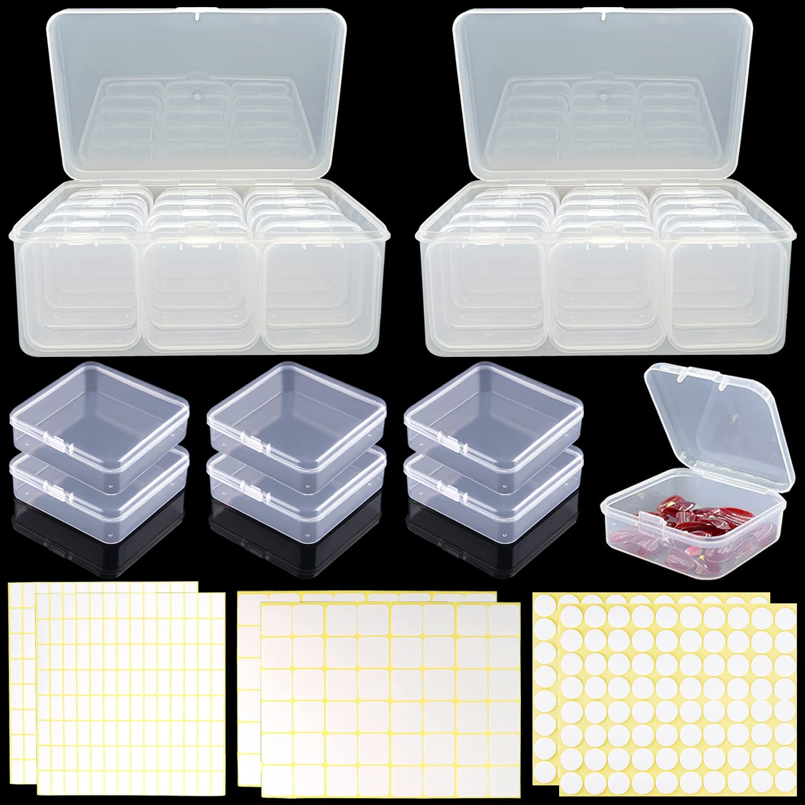 QXBXYHM Bead Organizers in A Clear Box, 30pcs Clear Plastic Organizer Storage Container with Mini Clear Boxes for Art Craft Organziers and Storage, 2.17 * 2.17 * 0.79 inch