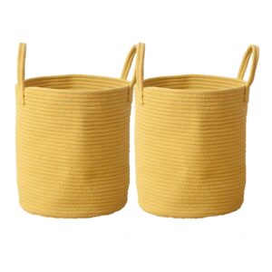 2pcs laundry baskets cotton rope woven storage baskets nursery bins boxes with strong handles nursery laundry basket kids toy hamper collapsible laundry basket