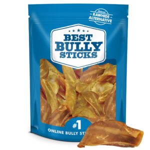 best bully sticks all natural usa baked & packed half pig ears for dogs - single ingredient easily digestible 100% pork dog chew treats - great for puppies, small, medium, and large dogs - 25 pack