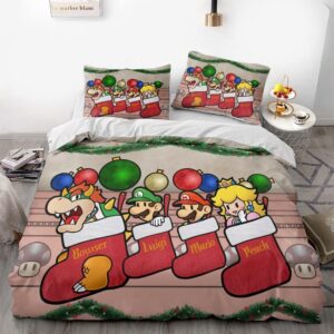 nichiyobi redcap beard plumber bros game movie duvet cover set 3d bedding comforter cover 3 pcs (1 duvet cover+2 pillowcases) bedding set (07,twin-68x86in+20x30in*2)