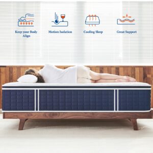 Coolvie 14 Inch King Size Mattress, Hybrid King Mattress in a Box, Medium Feel, 4 Layer Premium Foam with Pocket Springs for Motion Isolation & Pressure Relieving, 100-Night Trial