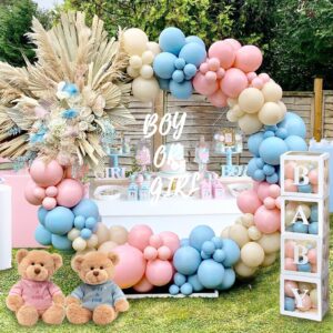 diy gender reveal party decorations - 176pcs pink and blue balloons arch kit, baby box with letters(baby) for baby gender reveal decor party supplies boy or girl baby shower revelacion genero backdrop