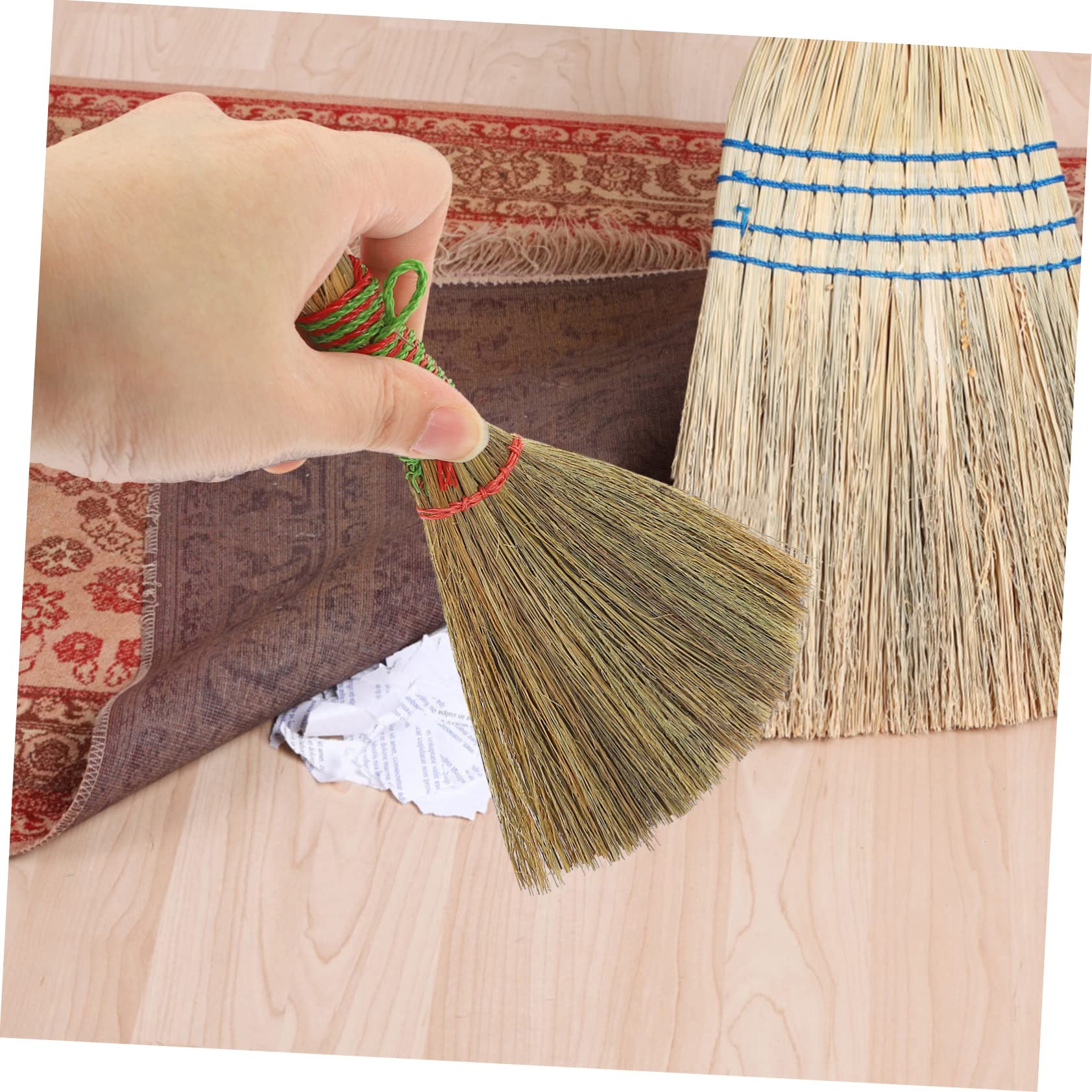 GANAZONO 4 pcs Small Broom Desk Cleaning Brush Mini Straw Broom Halloween Witch Broom Mini Halloween Broom Whisk Broom Hand Broom Table Broom The Witch Doll House Miscanthus Flower Office