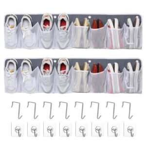 rv shoe storage for bedside - 16 extra large pocket wall mounted entryway shoes rack, bed hanging pocket organizer, bedside caddy for shoes and tool accessories,rv & camper essentials 2 pack