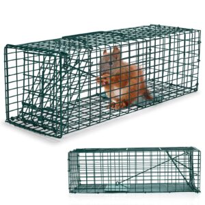 qualirey 2 pcs humane squirrel trap heavy duty live animal chipmunk trap catch and release rat trap for outdoor small animals mouse raccoon stray cat rodent weasels (16 x 5 x 5 inch)